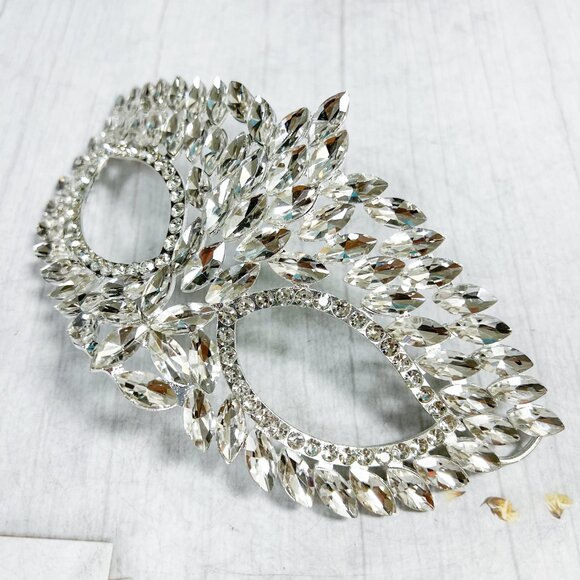 Handmade | Jewelry | Silver Masquerade Mask Clear Crystal Mask ...